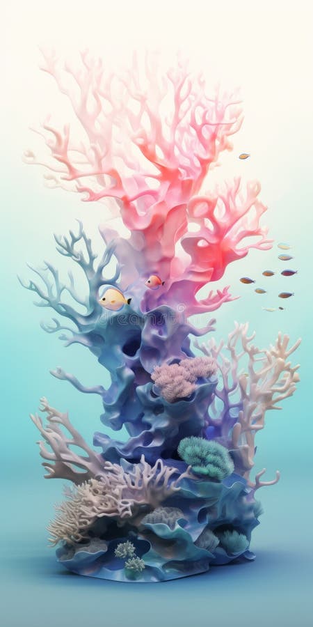 Serene Coral Design Illustrations: 3d Rendering in Anton Fadeev Style ...