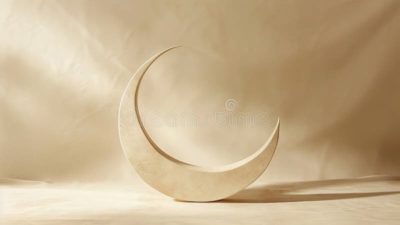Serene Crescent Moon on Beige, Simple yet Elegant Islamic Card Design ...