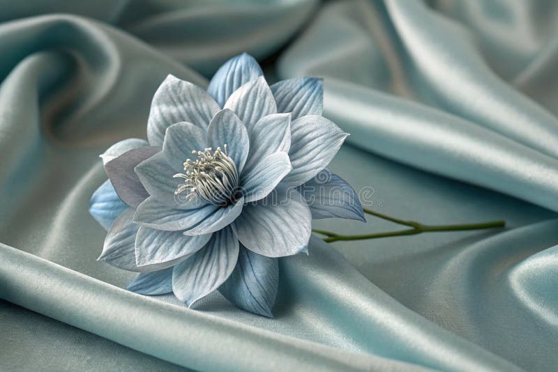 3D Grey Blue Flower with Silk Background Stock Illustration ...