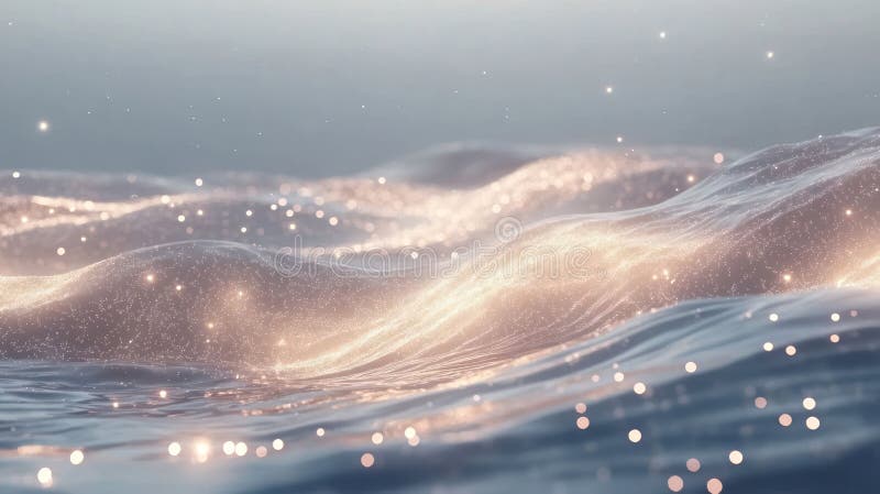 A Serene Depiction of Shimmering Waves with Sparkling Light Effects ...