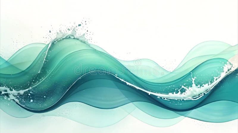 Abstract Blue Green Ever-Shifting Waves on White Background Stock Video ...