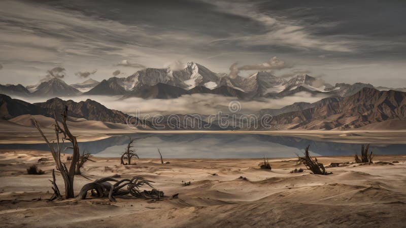 Serene Desert Landscape with Mountain Reflection High Quality Image ...