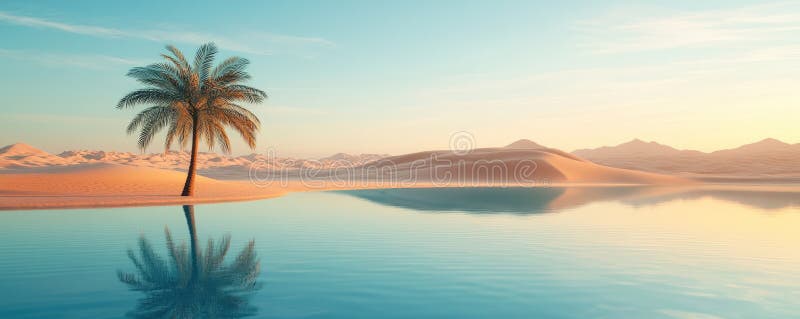 Serene Desert Oasis stock illustration. Illustration of landscape - 386095110