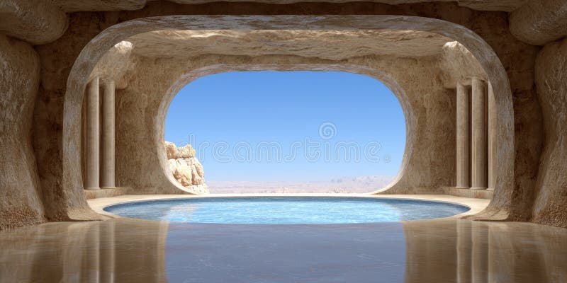 Desert Pool with Concrete Arches and Float Stock Illustration ...