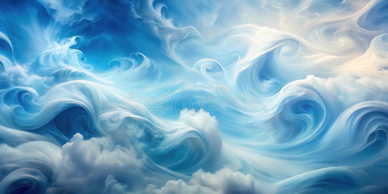 Serene Dreamscape Abstract Whimsical Cloudscapes in a Palette of Blue ...