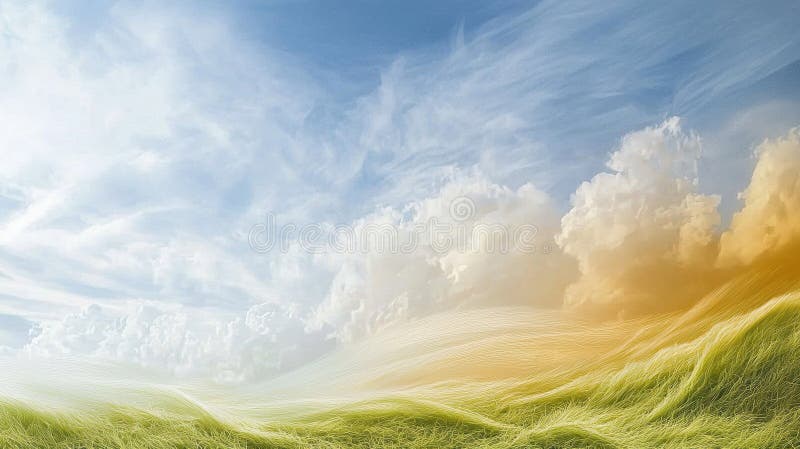 Serene Dreamscape: a Vision of Tranquil Fields Under a Heavenly Sky ...
