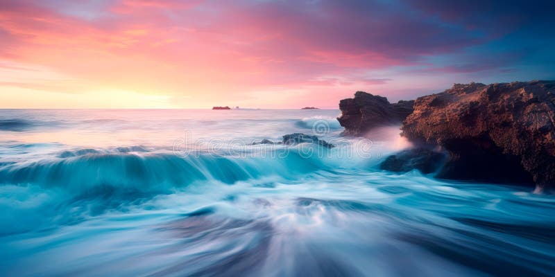 Serene and Dreamy Effect of Ocean Waves Using a Long Exposure, Giving ...