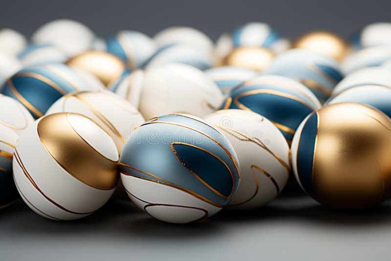 Serene Easter Concept White, Blue, and Gold Eggs Mockup Stock ...