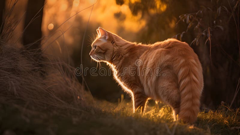 Serene Elegance in the Warm Embrace of Golden Hour: a Stunning Cat ...
