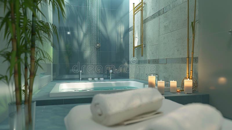 Serene Escape: Modern Spa Retreat Bathroom with Clean Lines Stock ...