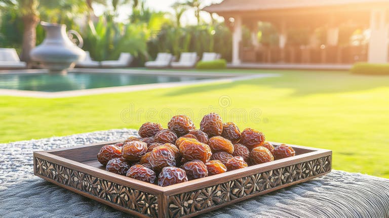 A Serene Evening in the Courtyard with Aromatic Tea and Dates at the ...