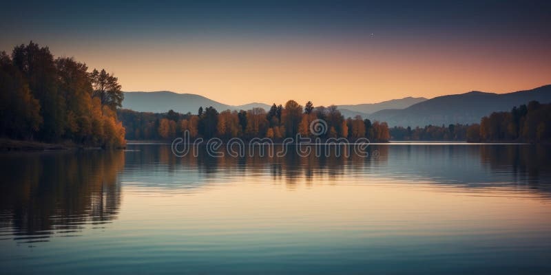 Evening in lake stock image. Image of summer, evening - 243174435