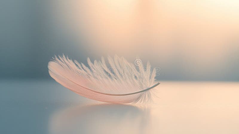 Serene Feather Floating on Gentle Breeze at Sunrise Stock Photo - Image ...