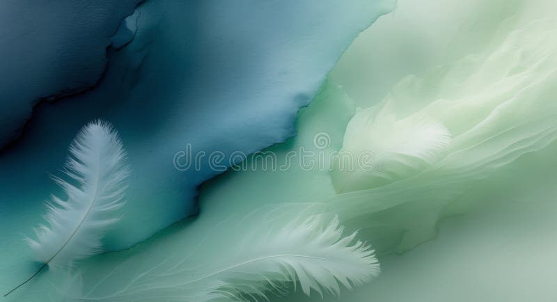 Serene Feathered Dreams. an Abstract Watercolor with Delicate White ...