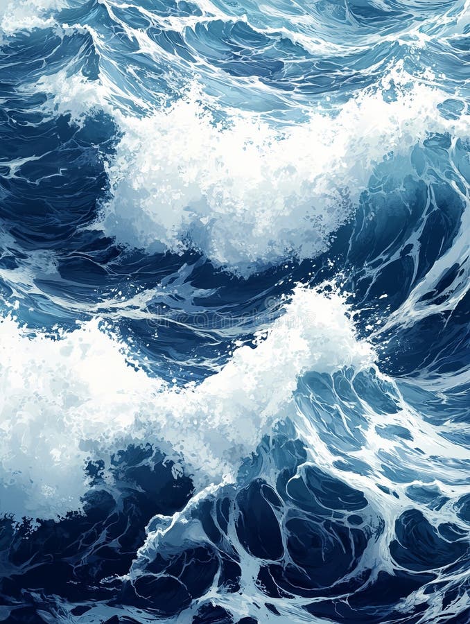 Serene Flow: Minimalist Water Waves Stock Illustration - Illustration ...