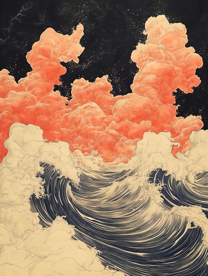 Serene Flow: Minimalist Water Waves Stock Illustration - Illustration ...