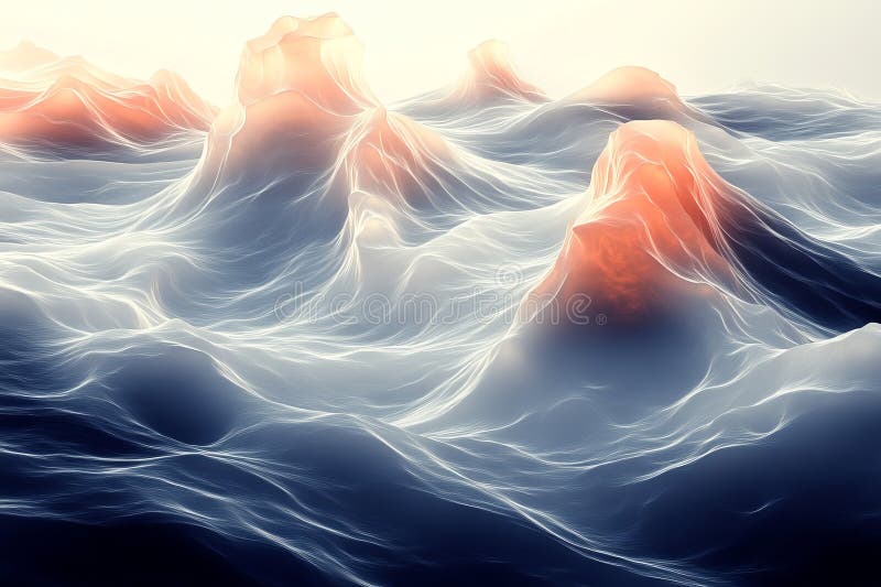 Serene Flow: Minimalist Water Waves Stock Illustration - Illustration ...