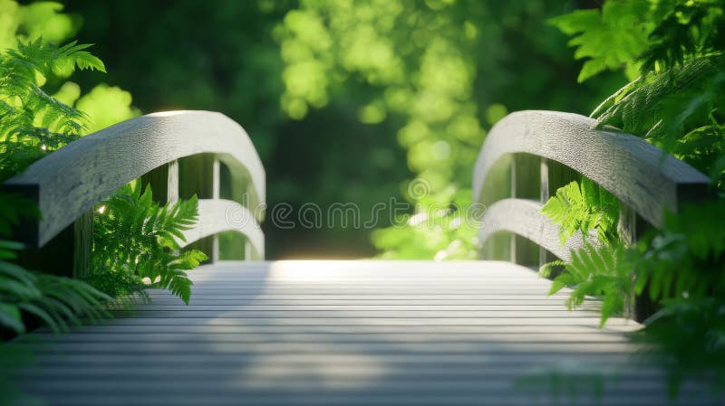 Serene Forest Bridge Tranquil Path Natures Peace Sunlit Bridge Lush ...
