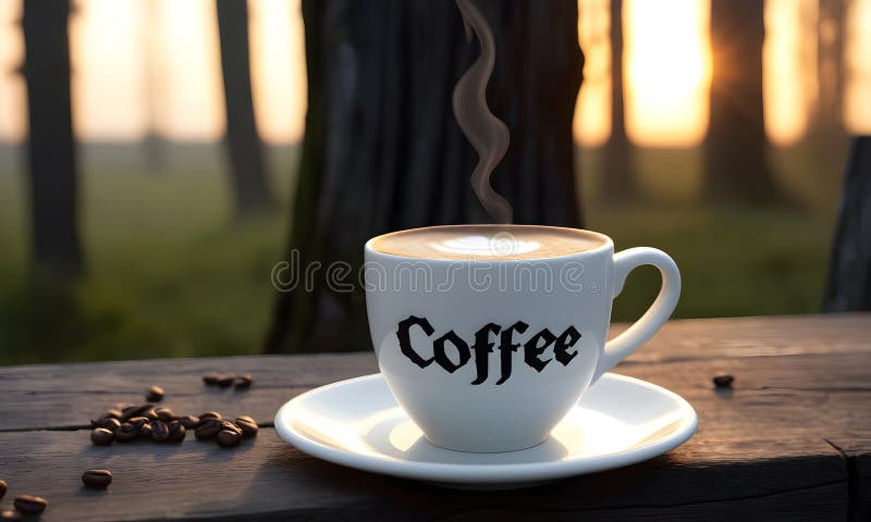 Serene Forest Coffee Break stock photo. Image of steam - 308748150