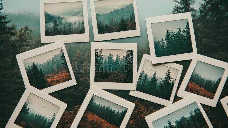 Serene Forest Collage with Soft Misty Background Stock Image - Image of ...