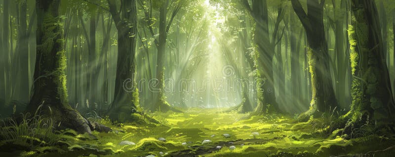 A Serene Forest Glade Background with Dappled Sunlight, Gentle Breezes ...