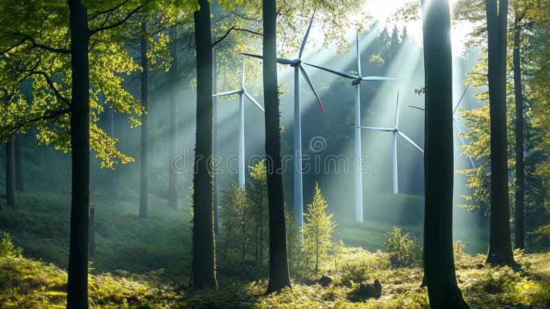 A Serene Forest Landscape with Gentle Sunlight Filtering through Trees ...