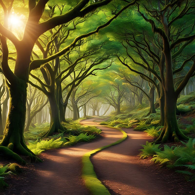 Serene Forest Path: a Journey of Self-Discovery and Personal Growth Stock Illustration ...