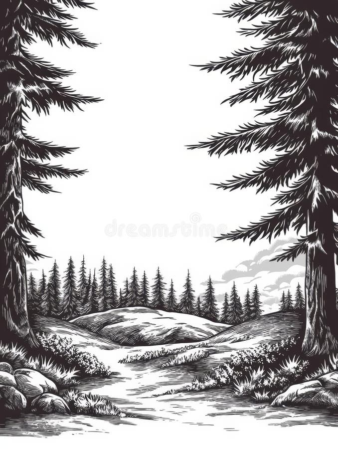 Serene Forest Path Tranquil Forest Scene Path Leads To Distant Trees ...