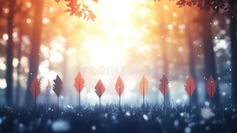 Magical Arrows in Enchanting Forest at Sunrise Stock Illustration ...