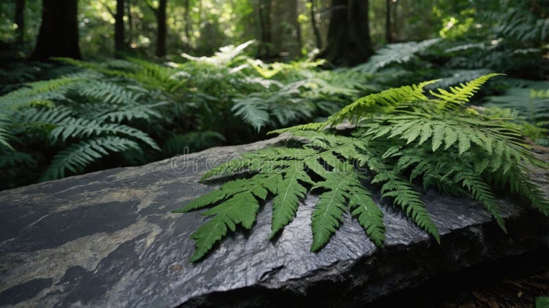 Serene Fern on Forest Stone: Nature S Tranquility Stock Illustration ...