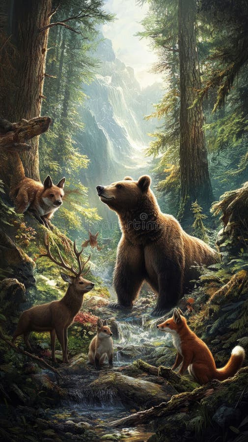 Serene Bear Cub Road in Fog. Generate Ai Stock Image - Image of park ...