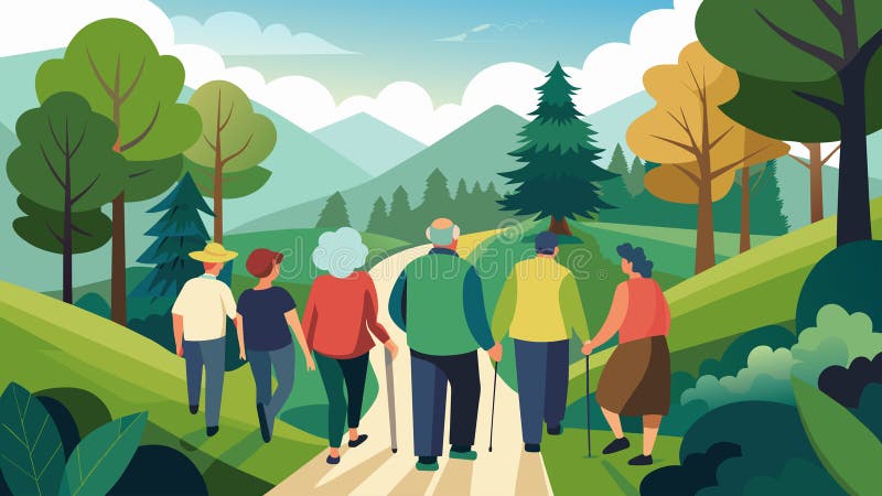 A Serene Forest Setting with a Peaceful Walking Trail Guiding a Group ...