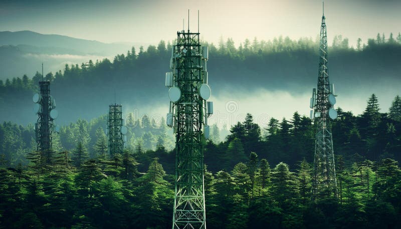 A Serene Forest with Towering Trees Integrated with Sleek, Modern ...