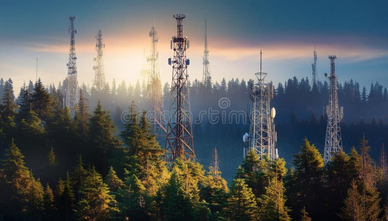 A Serene Forest with Towering Trees Integrated with Sleek, Modern ...