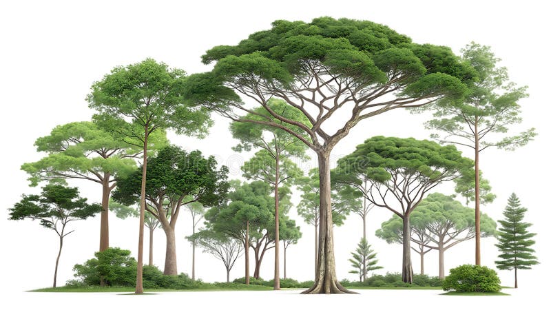 Forest of Trees on a White Background Stock Illustration - Illustration ...