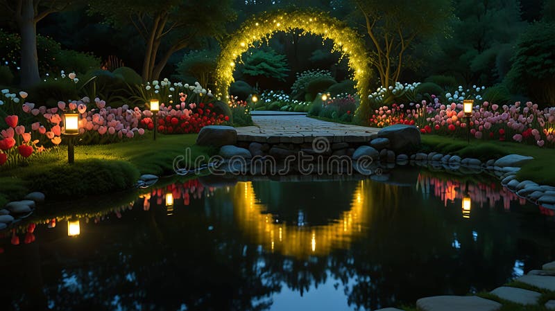 Serene Garden Pathway through Stone Archway Adorned with Lush Greenery ...