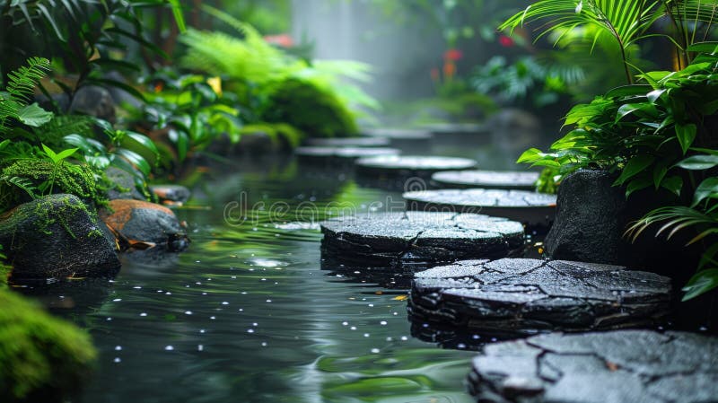 Serene Garden Spaces, Tranquil Zen Garden Featuring Stone Pathway and ...