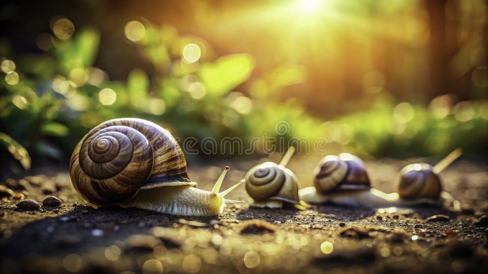 A Serene Gathering of Tiny Snails on the Ground Minimalist Nature ...