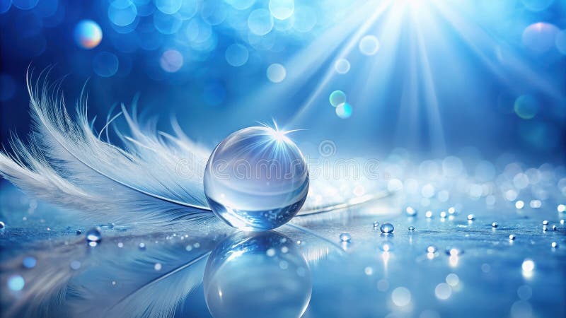Serene Glass Orb Rests on Soft Feather, Illuminated by Radiant Light ...