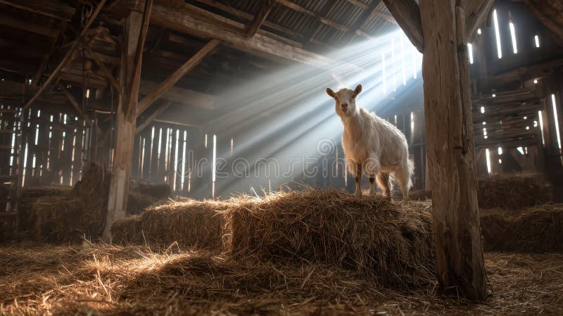 Serene Goat Standing Hay Rustic Barn Setting Stock Photos - Free ...