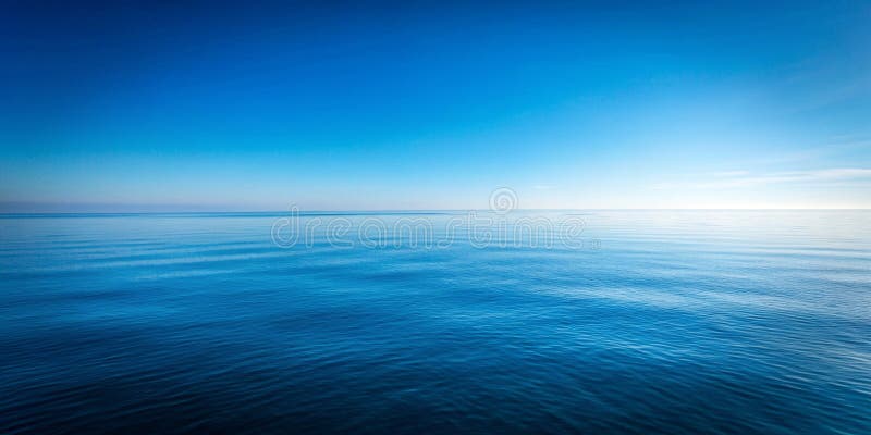 Serene Gradient Blue Backdrop Tranquil Ocean Horizon Landscape ...