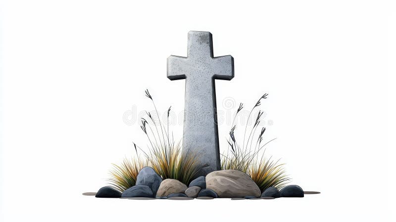 A Serene Grave Marker Surrounded by Grass and Stones Symbolizing ...
