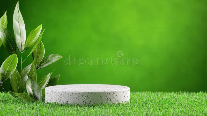 A Serene Green Backdrop Featuring a Circular Platform Surrounded by ...