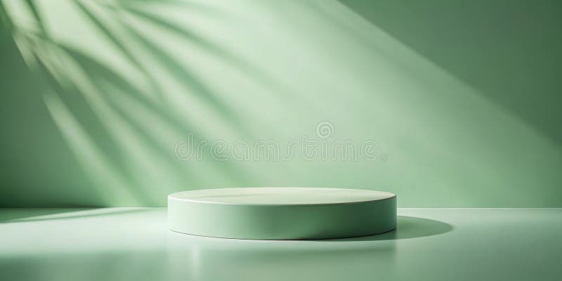 Serene Green Display Platform with Leaf Shadow Illumination. Generative ...