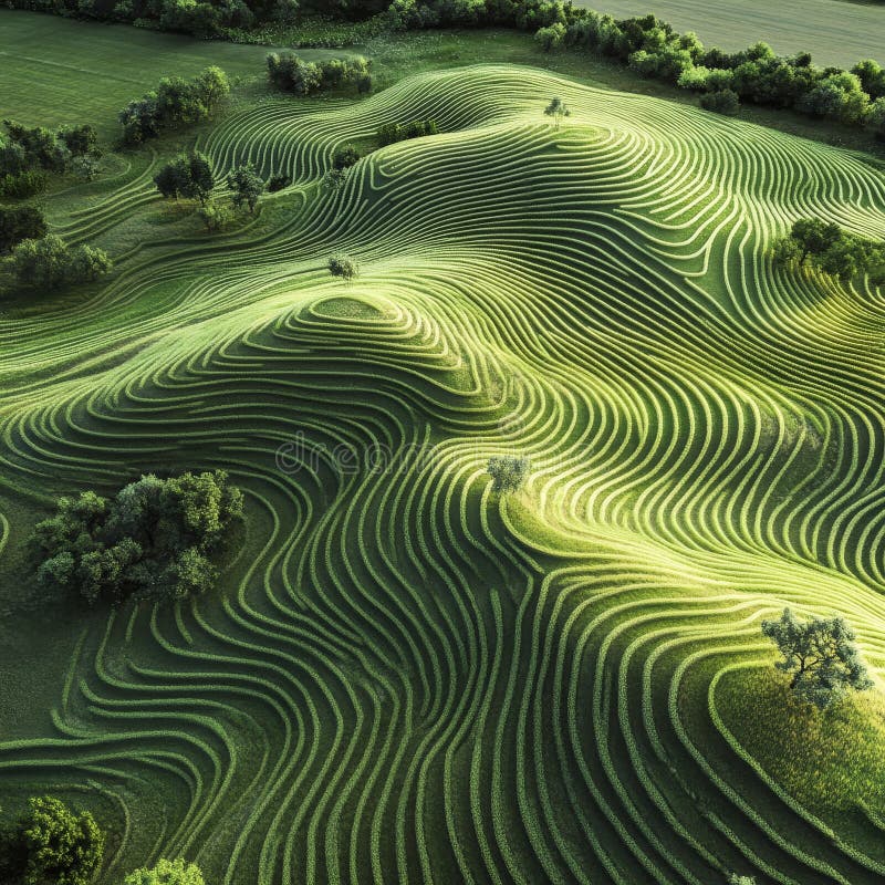 Serene Green Hillscape, Aerial View of Nature S Design Stock ...