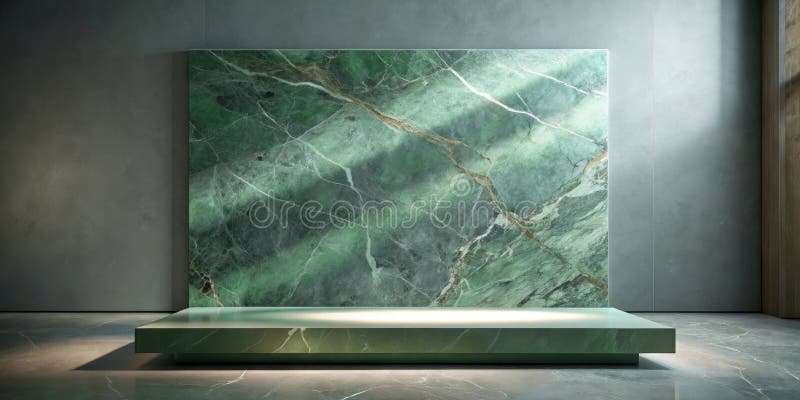Serene Green Marble Display Platform with Subtle Lighting. Generative ...