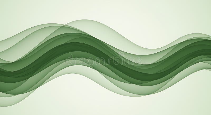 Serene Green Waves Flowing Gently Across a Smooth, Light Background ...