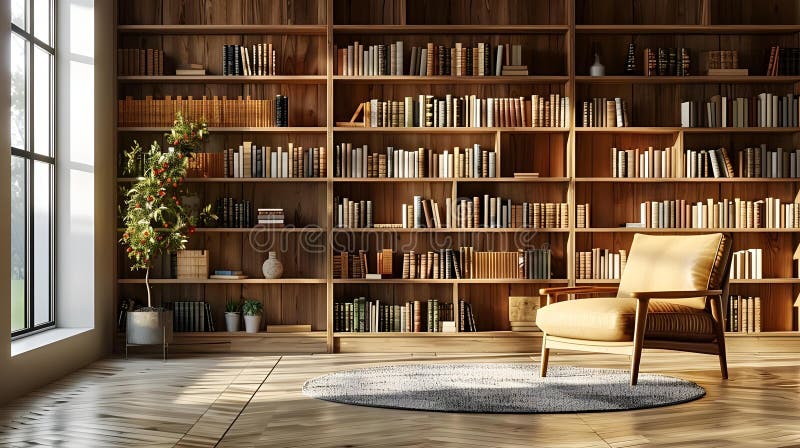 Serene Home Library Nook with Modern Scandinavian Design. Concept Home ...