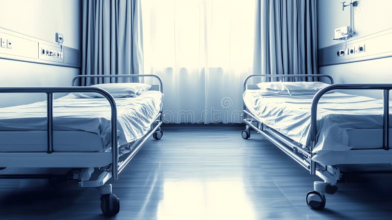 Serene Hospital Room with Two Empty Beds Stock Illustration ...