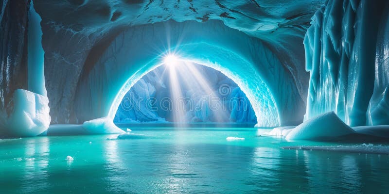 Ice Cave with Crystal Blue Icicles at Lake Baikal Stock Photo - Image ...